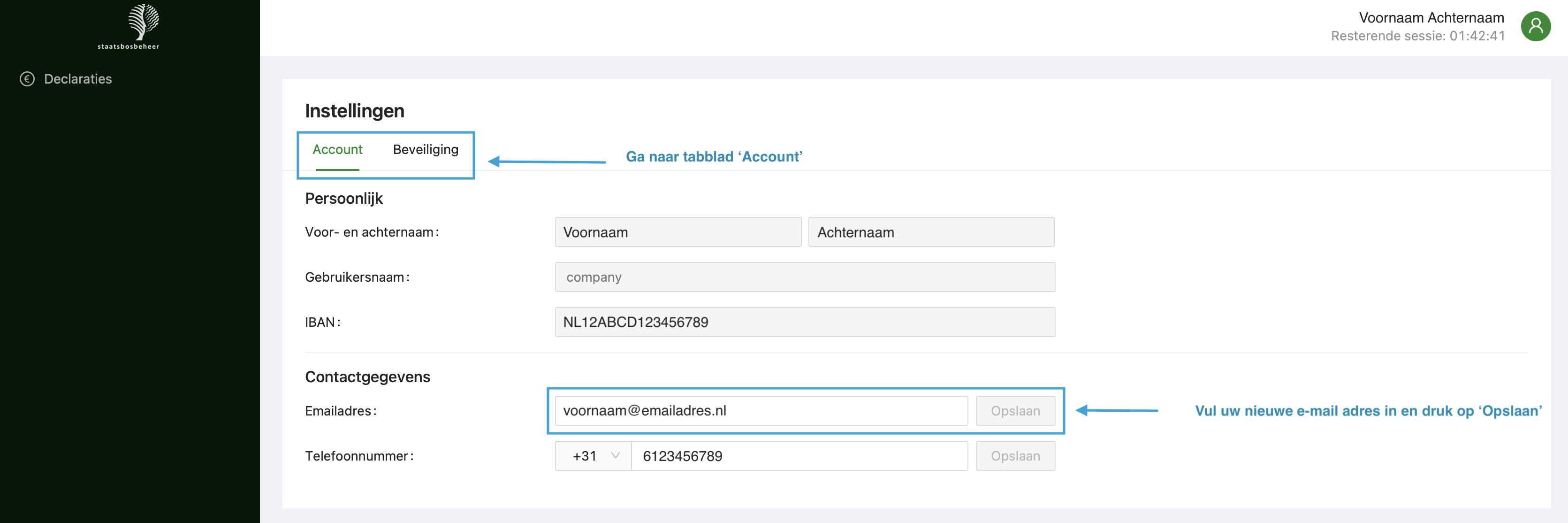 Hoe wijzig ik mijn e-mailadres of telefoonnummer in het declaratieportaal van Staatsbosbeheer ...